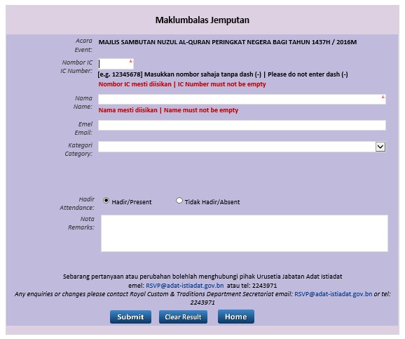 Jabatan Adat Istiadat Negara - RSVP Webform Guide
